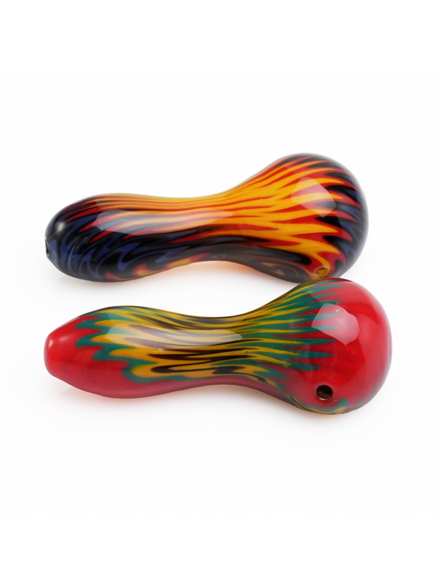 Glazed Stripe Glass Pipe For Sale