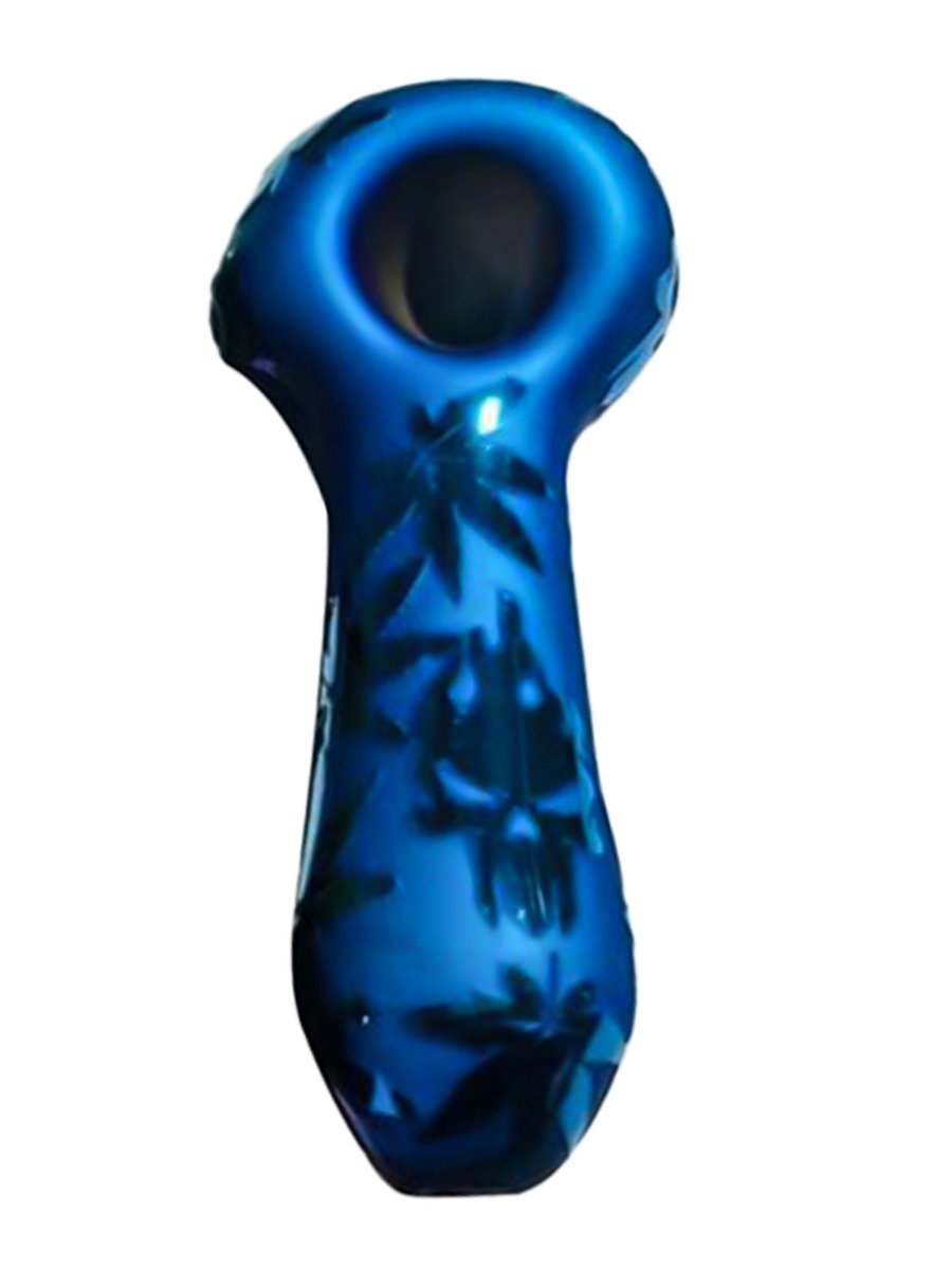 Electroplated Maple Leaves Glass Pipe Model C For Sale