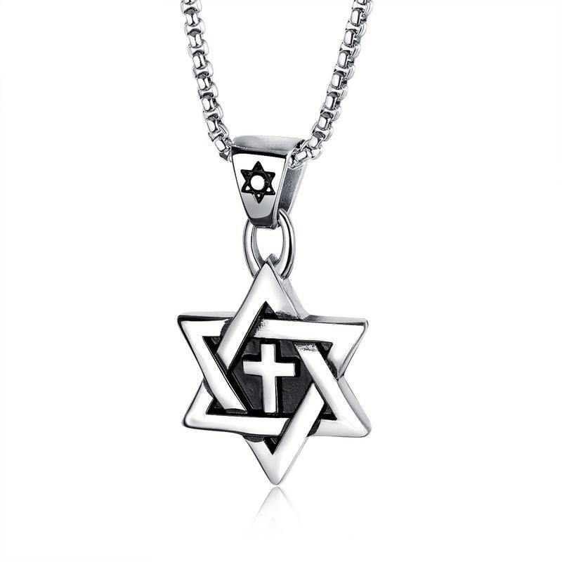 Hexagram Shatkona With Cross Pendant