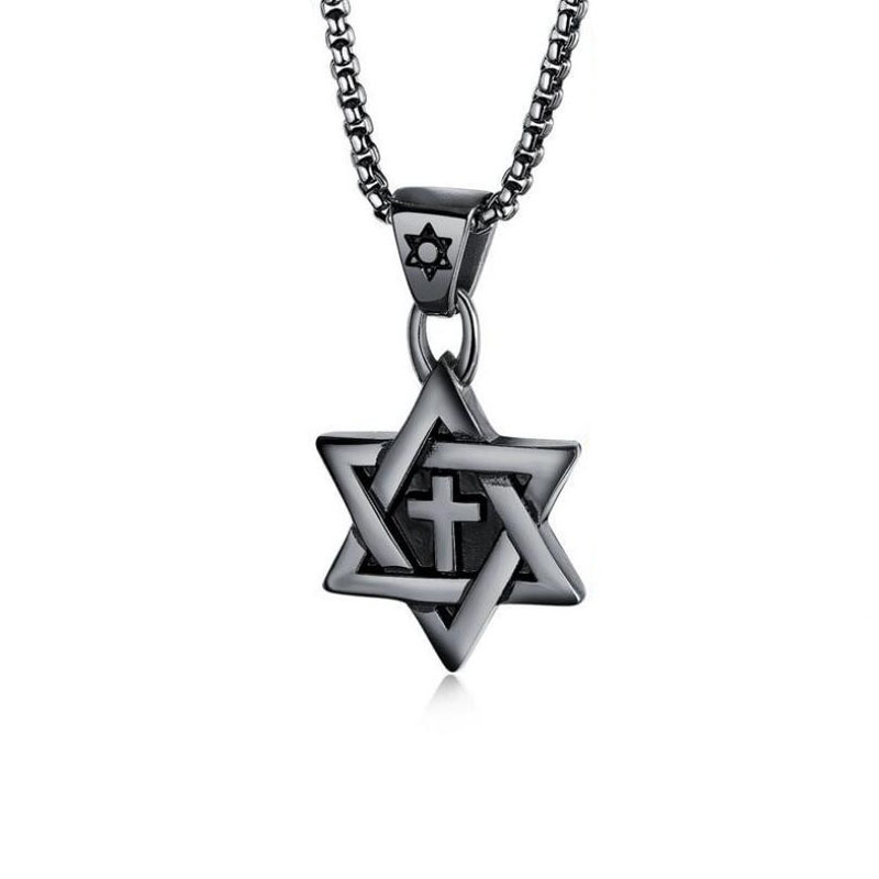 Hexagram Shatkona With Cross Pendant