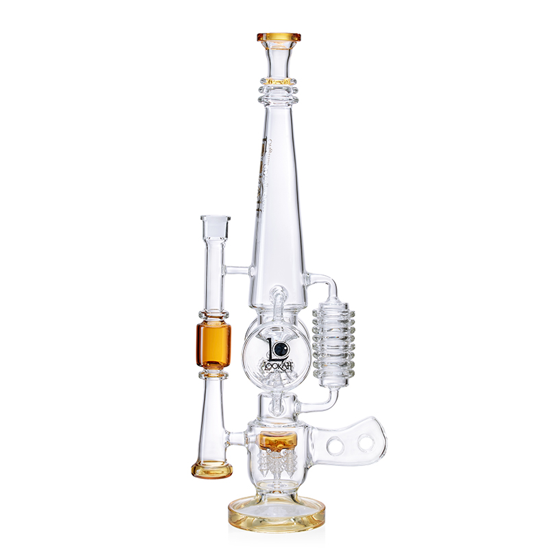 Cool Glass Tall Gun Bong | Recycler & Percolator | LOOKAH