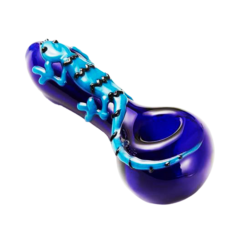 Hand-Painted Lizard Glass Pipe For Sale