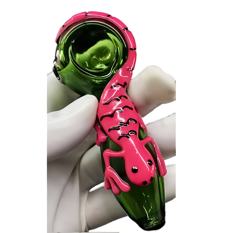 Hand-Painted Lizard Glass Pipe For Sale