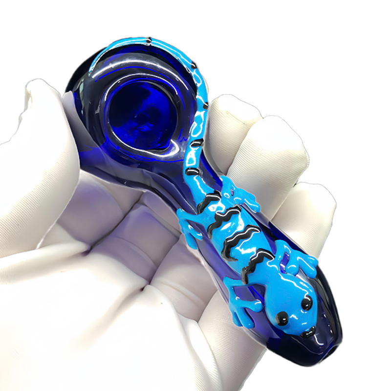 Hand-Painted Lizard Glass Pipe For Sale
