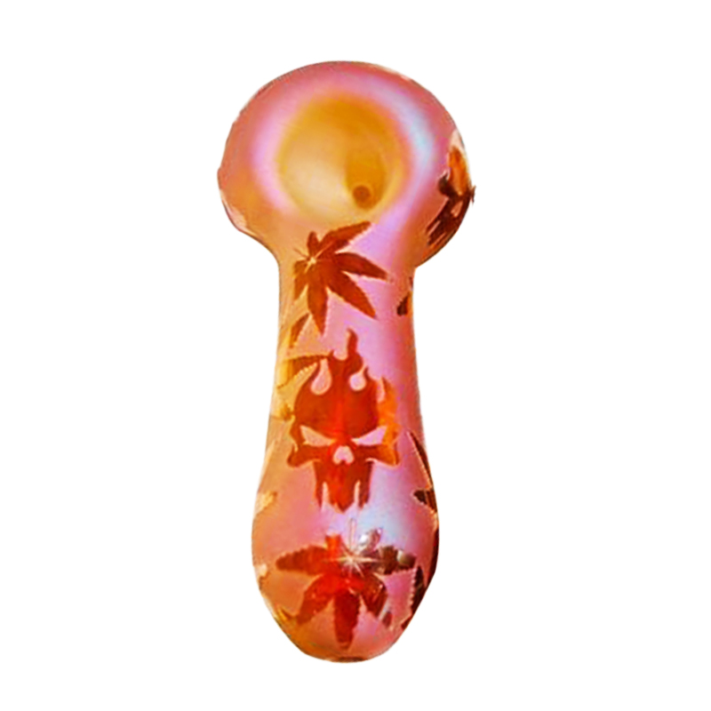 Electroplated Maple Leaves Glass Pipe Model C For Sale