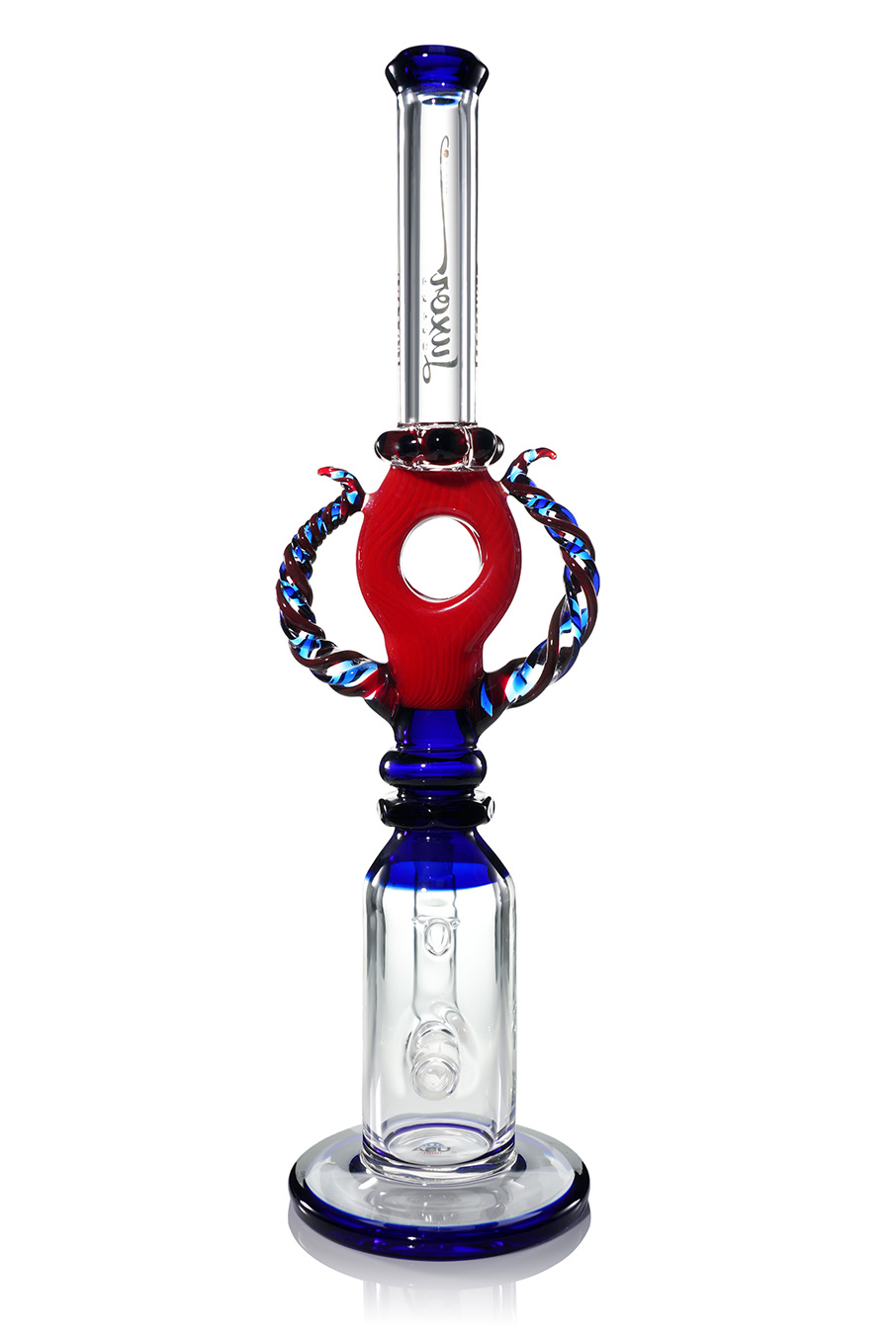 Straight Tube Red Bull 's-eye Glass Bong For Sale | LOOKAH
