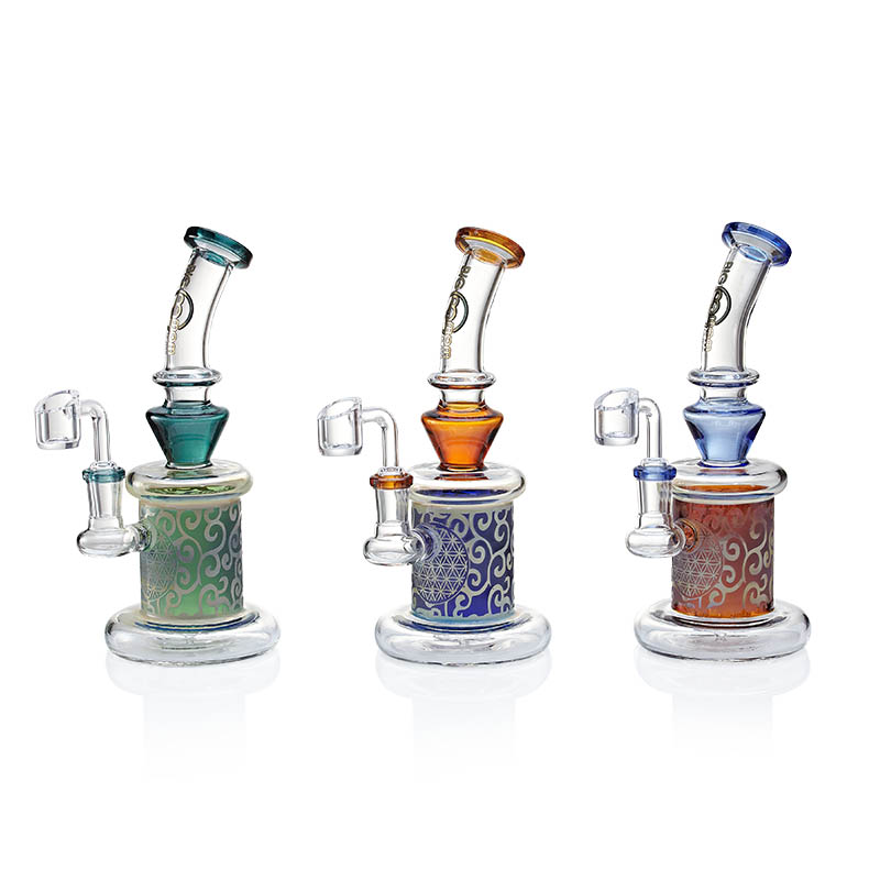 9” Frosted Geometric Glass Dab Rig | LOOKAH