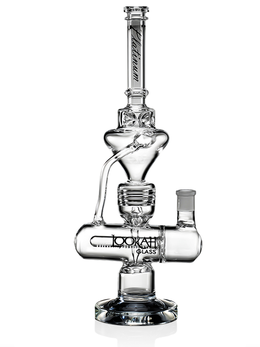 16" Platinum Spiral Inline perc Recycler Glass Bong - $132 | Lookah