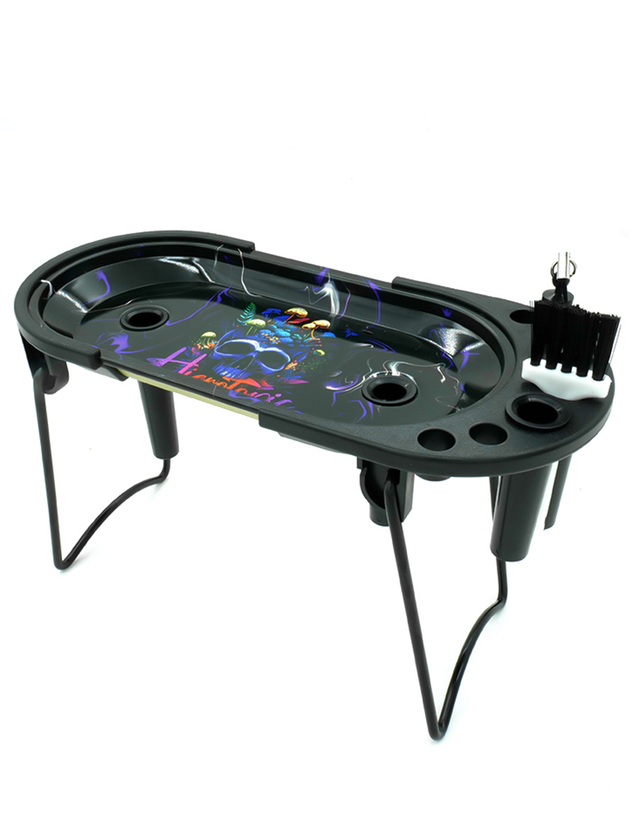 Large Round Cigarette Rolling Tray Set with Foldable Stand