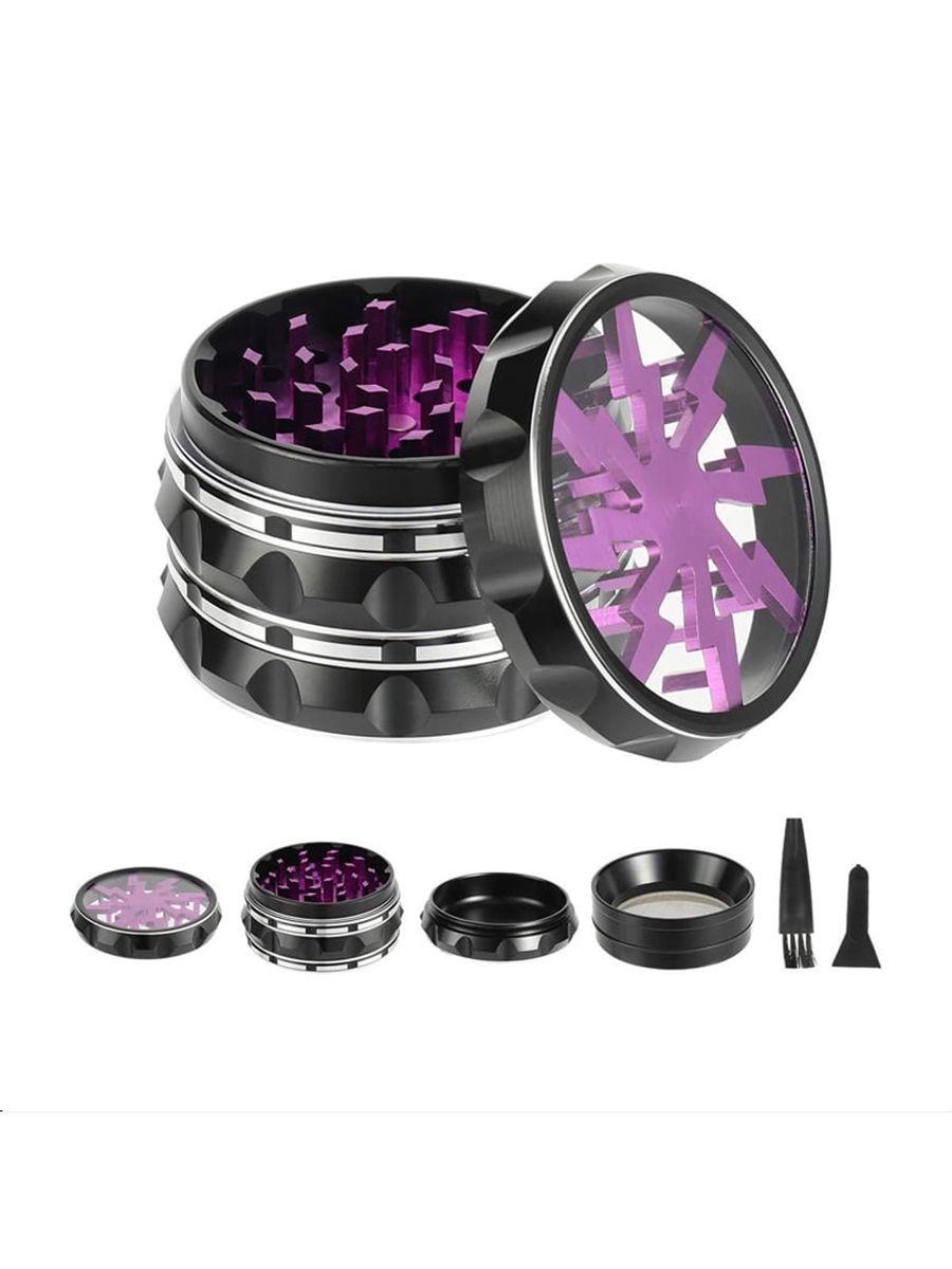 4 Piece Black Aluminum Alloy Herb Grinder with Kief Catcher - $22.99