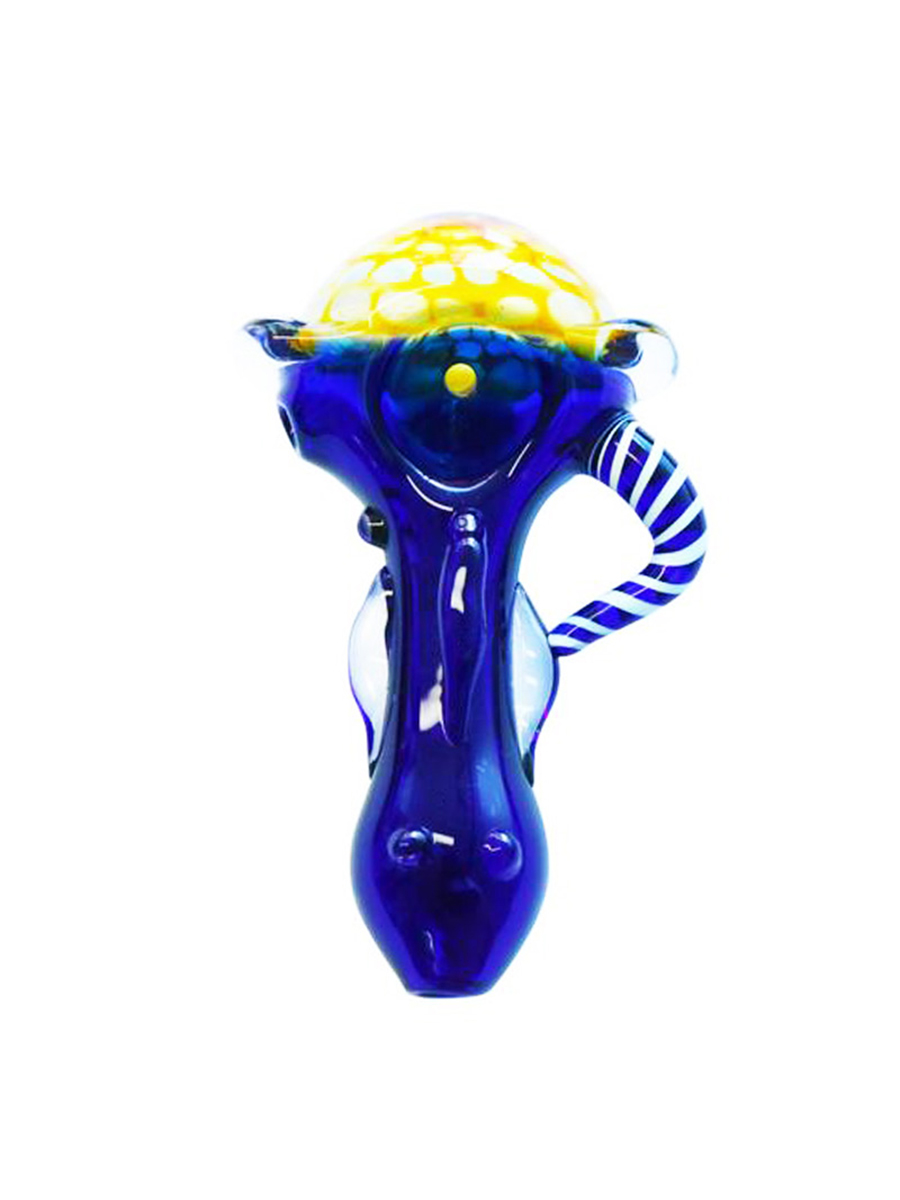 Striped Corner Blue Glass Pipe For Sale