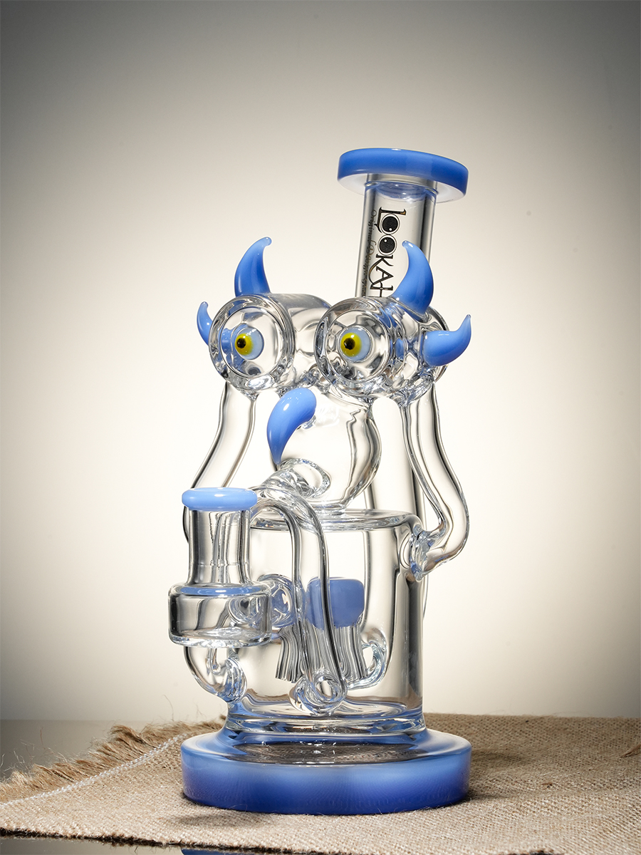 Lookah Bong 8" Mini Recycler Double Inline Percolator Bird Dab Rig | LOOKAH