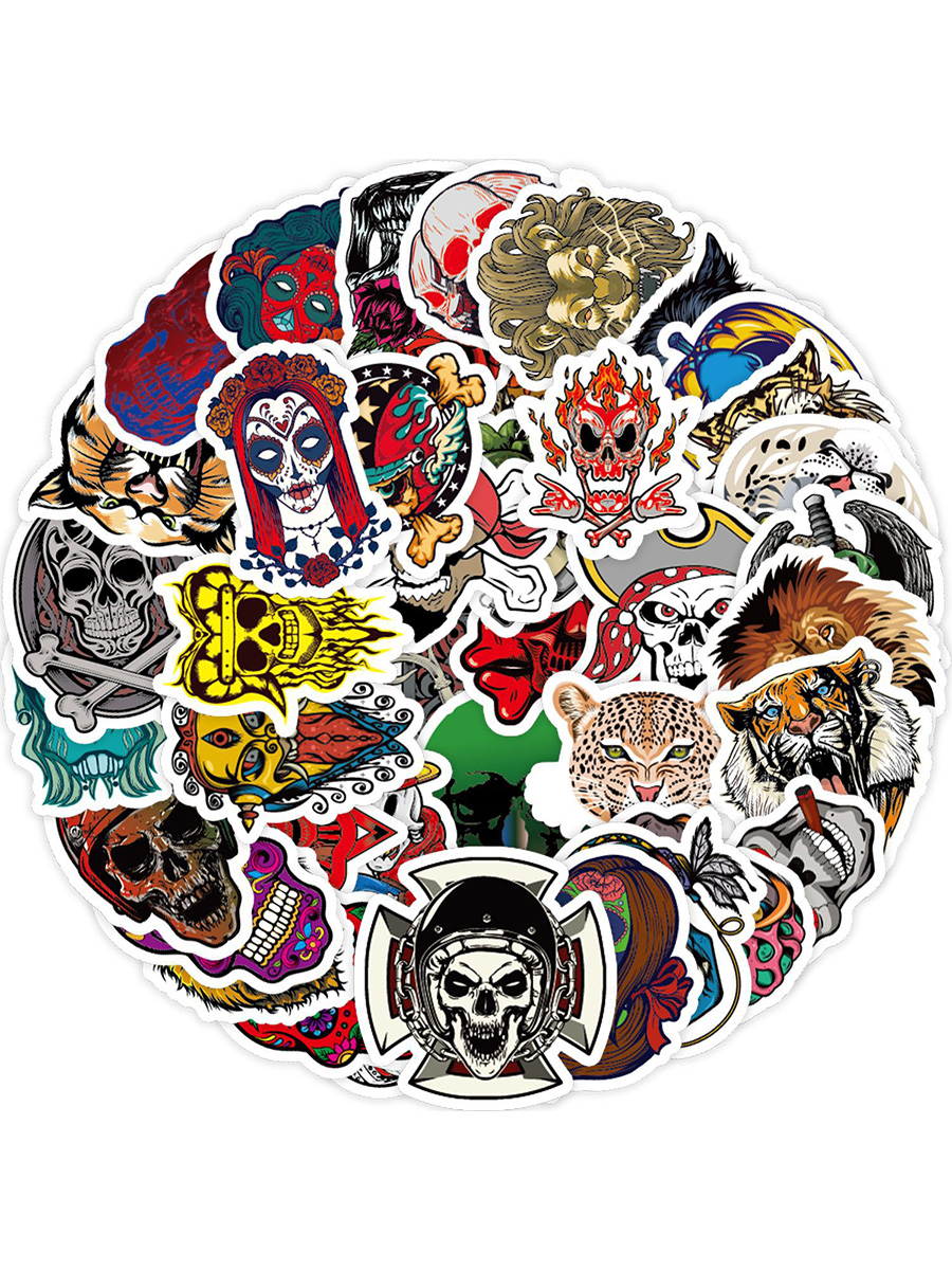 100PCS Punk Skull Stickers – Waterproof PVC Vinyl Decals for Laptop ...