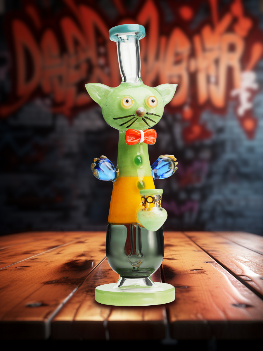 12" Cute Cat Gentleman Glass Bong - $121.6 | Lookah