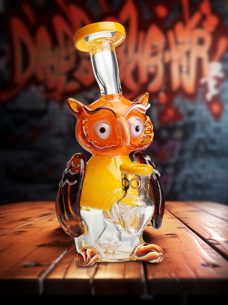 7" Mini Cute Nerdy Owl Glass Dab Rig - $101.86 | Lookah