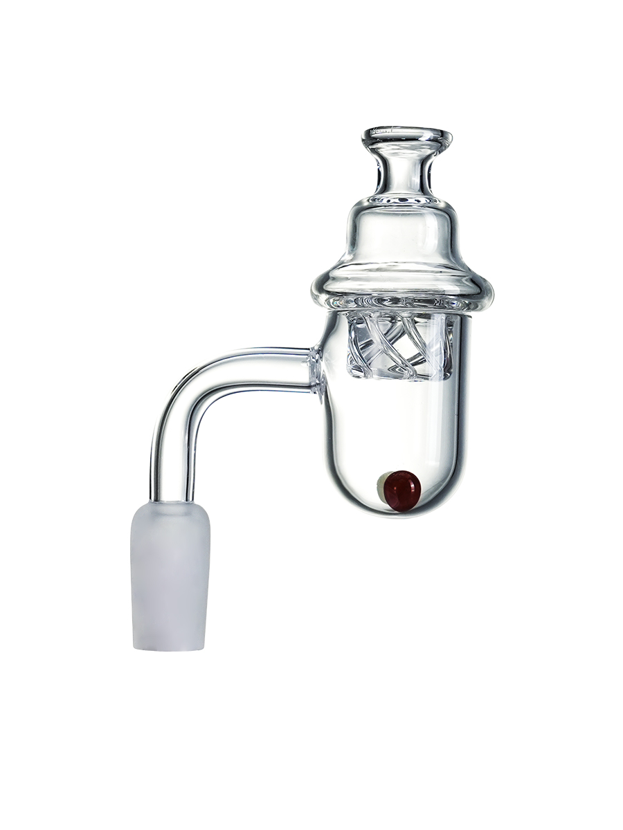 14mm Male 90° Quartz Banger Set with 2 Terp Pearls & Carb Cap - $25.99
