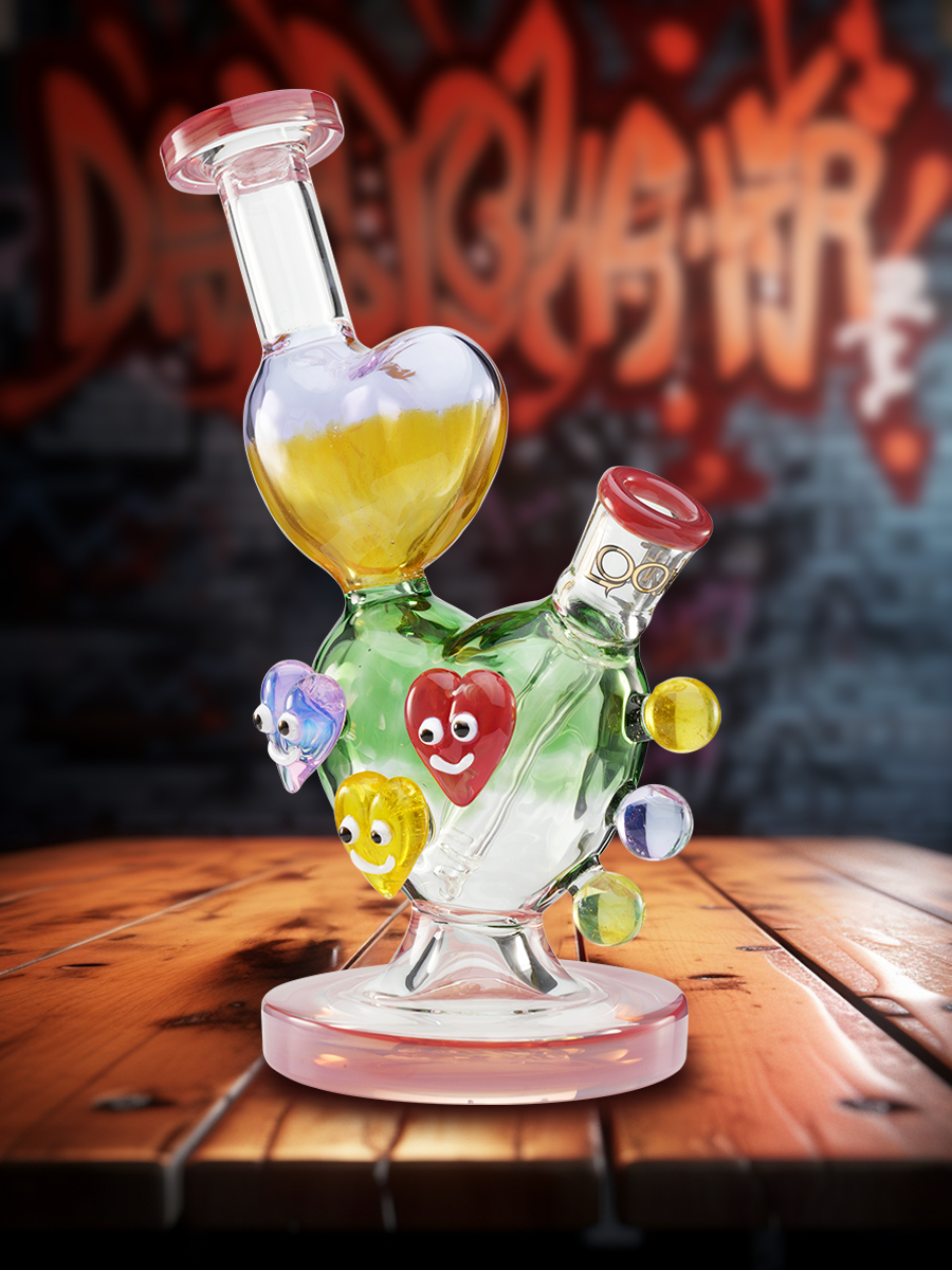 8" Mini Cute Heart-Shaped Glass Dab Rig $88 | Lookah