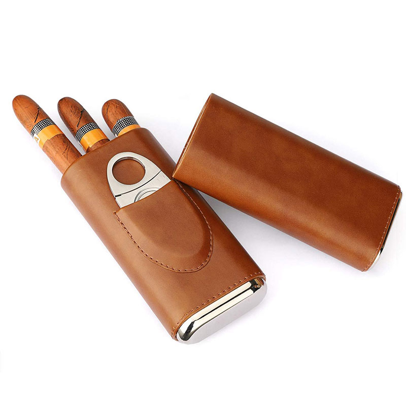 Leather Cigar Case with Cutter | LOOKAH