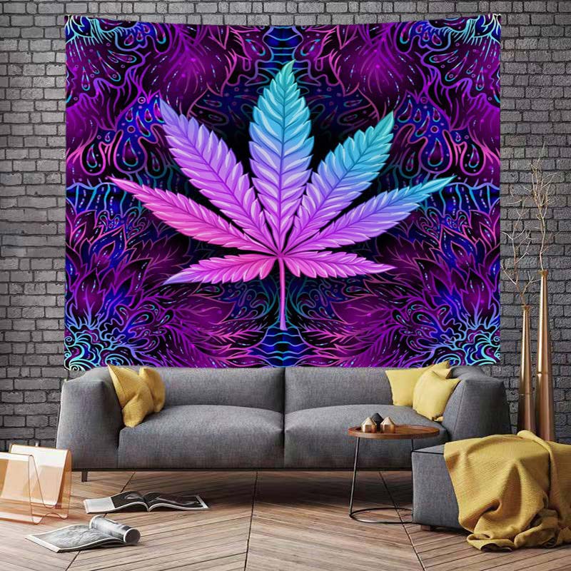 Hemp Leaf Painting Purple Haze Hemp Leaf Tapestry | LOOKAH