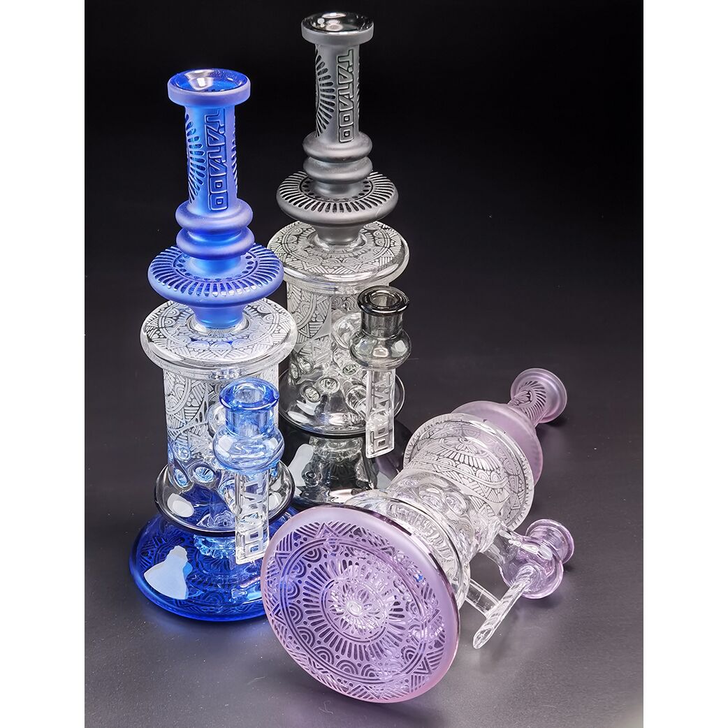 12" Vintage Tattoo Bong | Frosted Glass | LOOKAH