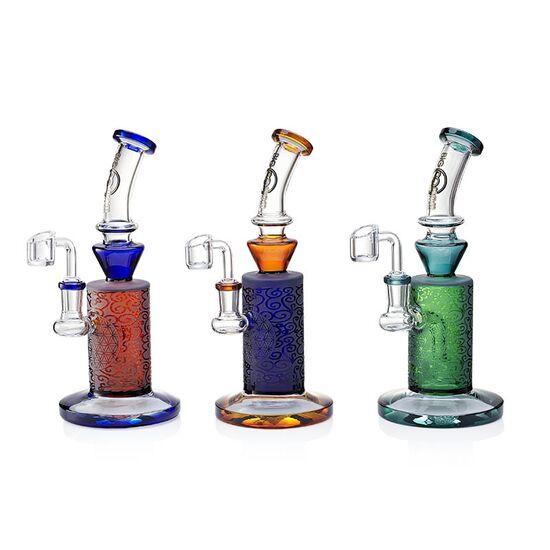 9” Sacred Geometric Frosted Glass Dab Rig | LOOKAH